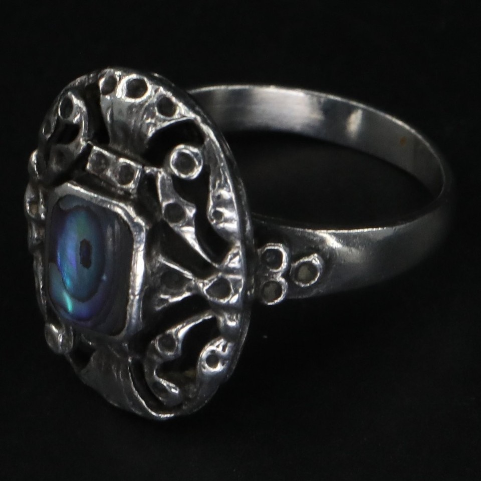 VTG Sterling Silver - Abalone Inlay Filigree Ring Size 8.5 - 6g | eBay