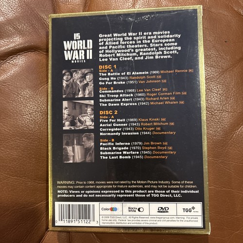 15 World War II Movies DVD Collection Film Legends with Slipcover New ...