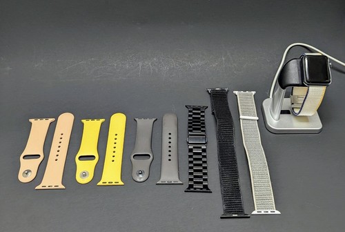 APPLE WATCH Series 3 GPS 38mm Silver Gray Yellow Pink Band Charging ...