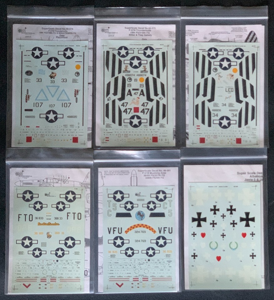 Large Lot (30 sheets) of 1/48 Scale Superscale Model Aircraft Decals ...