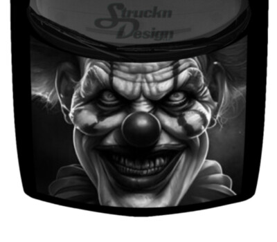 Grayscale Scary Evil Clown Grin Car Truck Hood Wrap Decal 58" x65 ...