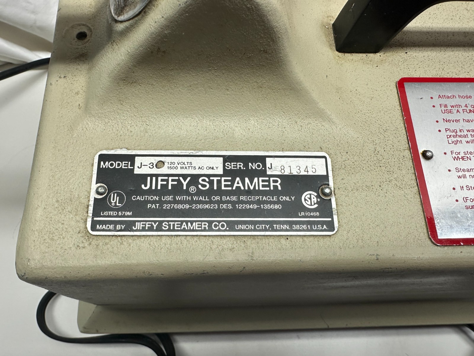 Jiffy Steamer (Model J-3) Commercial Garment Clothing Textile Steam ...