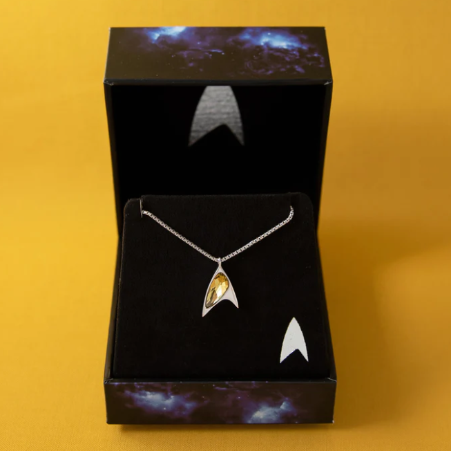 Star Trek Delta Insignia Starfleet Yellow Crystal Necklace Pendant ...