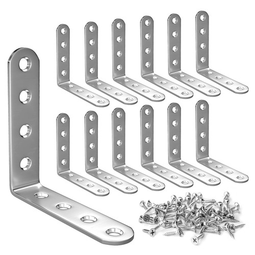 12 Sets L Brackets 90 Degree Angle Metal Brackets 5x5 inch 125mmx125mm ...