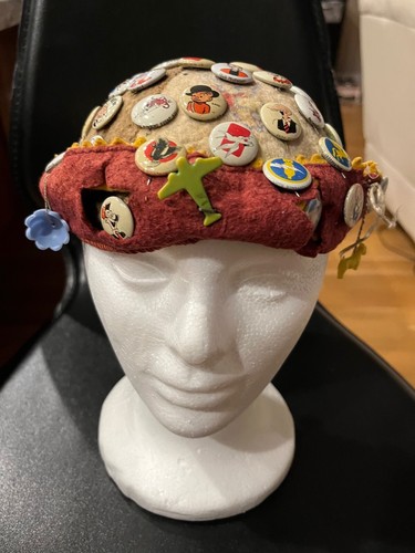 VINTAGE 1940’s CHILDS FELT WHOOPEE CAP, COVERED WITH KELLOGG’S PEP PINS ...