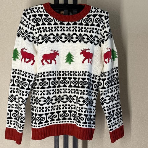 Festified Ugly Christmas Sweater XL Reindeer Fair Isle Wool | eBay