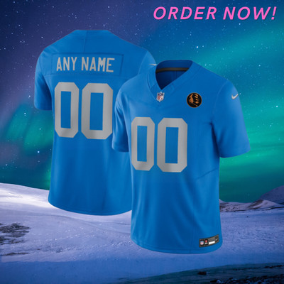 Custom Lions Blue 2025 With John Madden Patch Stitched jersey "All ...