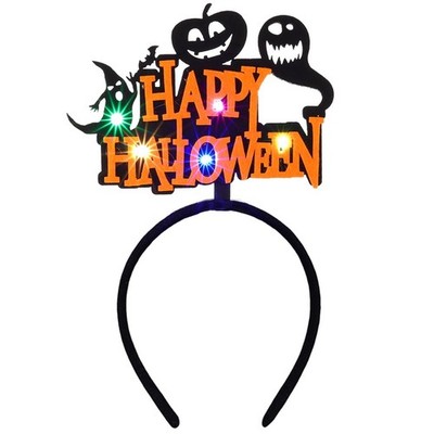 Light Up Halloween Headband Black Ghost Bat Hair Bands Glowing ...