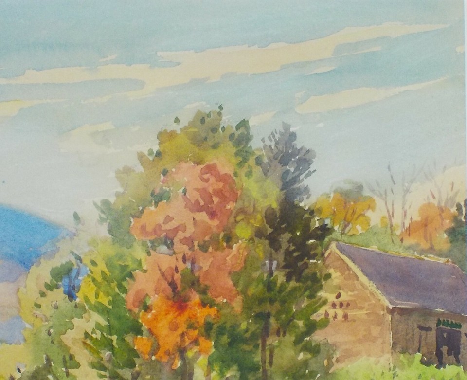 Antique Watercolor Painting "New England Barn" by Henry Webster Rice | eBay