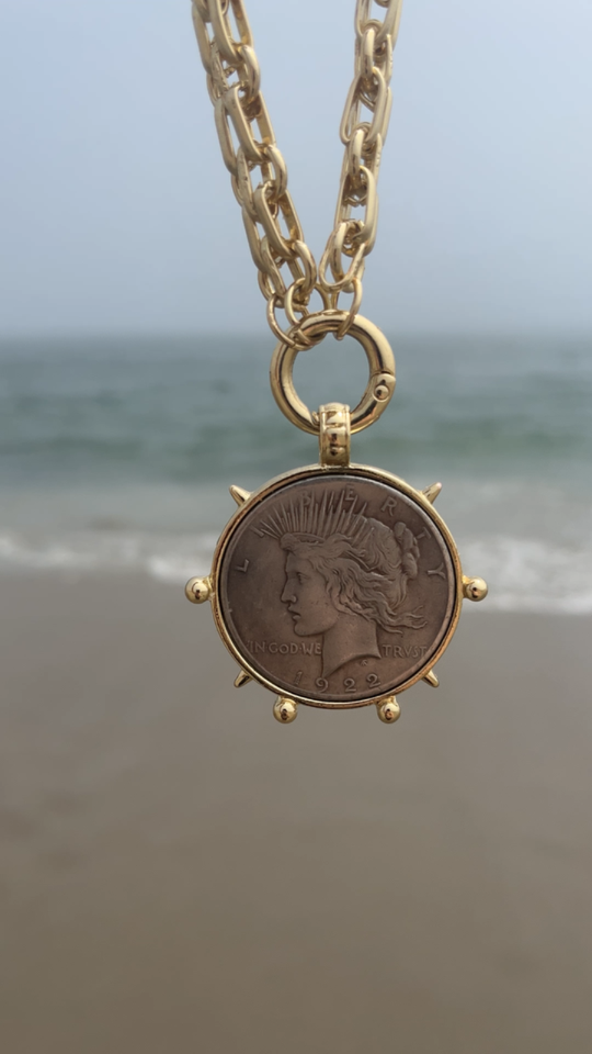 22’ Dual Sided Statement large coin pendant with chunky chain. | eBay
