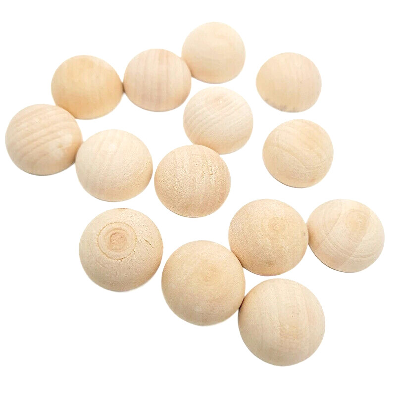 Half Wooden Balls Unfinished Split Natural Wood Beads Craft Paint Round ...