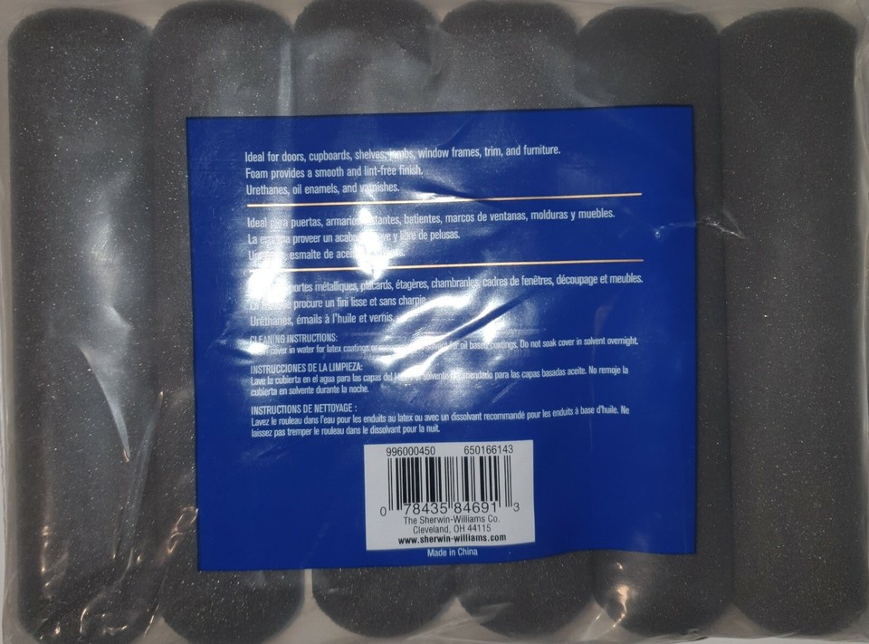 Sherwin Williams 650166143 Mini Rollers 6" Black Foam Qty 6 | eBay