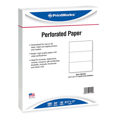 Perforated and Punched Paper, 92 Bright, 24 lb Bond Weight, 8.5 x 11 ...