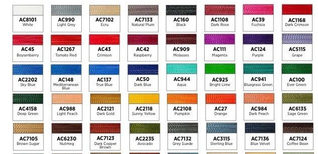 WonderFil Accent Solid Thread, 2-ply Rayon, 12wt 400M Spools Many ...