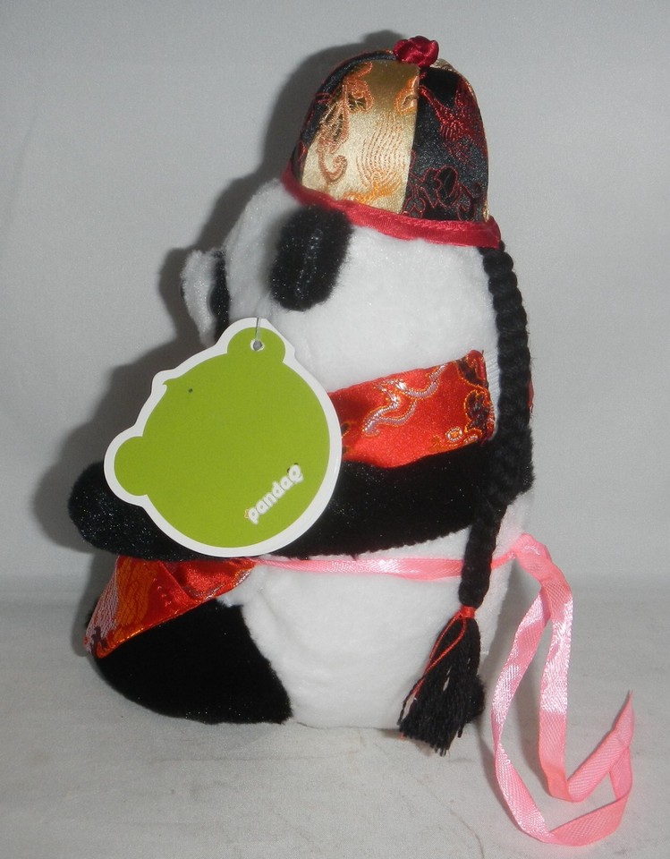 NWT PandaQ 7" Panda Bear Plush Stuffed Animal in Asian Chinese Outfit ...