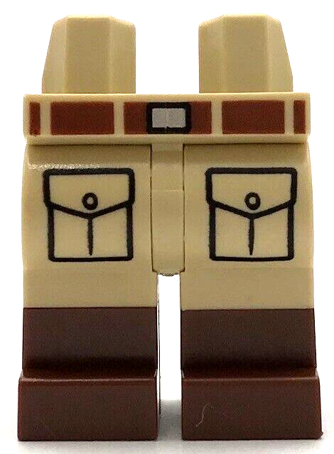 Lego New Tan Minifigure Pants Legs Reddish Brown Boots Belt Silver ...