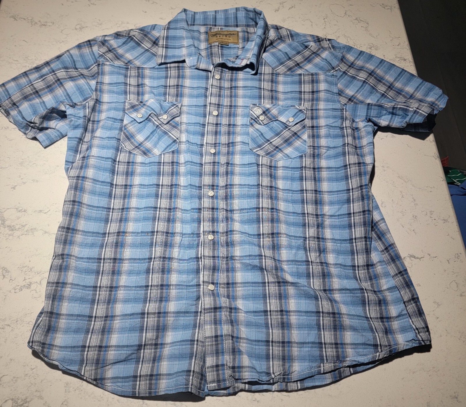 WRANGLER Western Shirt Mens 2xl XXL Plaid Short Sleeve Pearl Snap ...