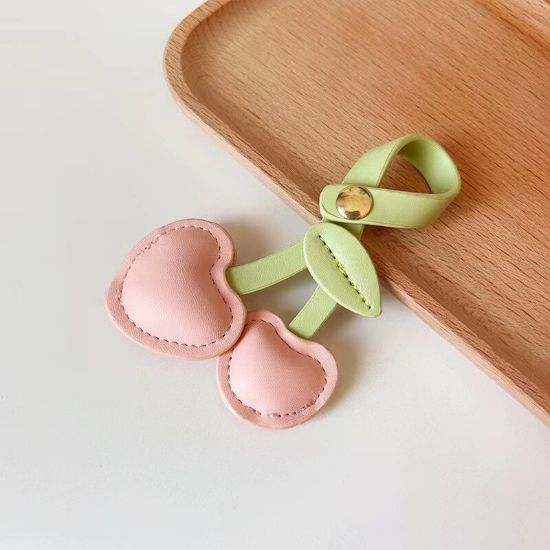 New Cute Peach Heart Cherry Car Key Chains Versatile Bag Pendant Key ...
