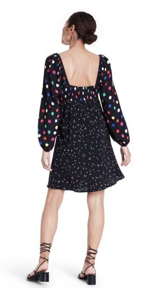 rixo x target polka dot long sleeve swing mini dress size UK8 (US4) | eBay
