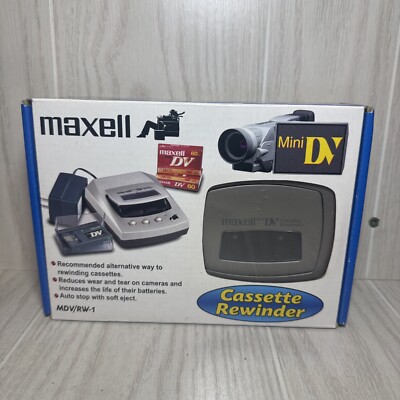 Maxell Mini DV Cassette Rewinder (MDV/RW-1) Original Box, Power Adapter ...