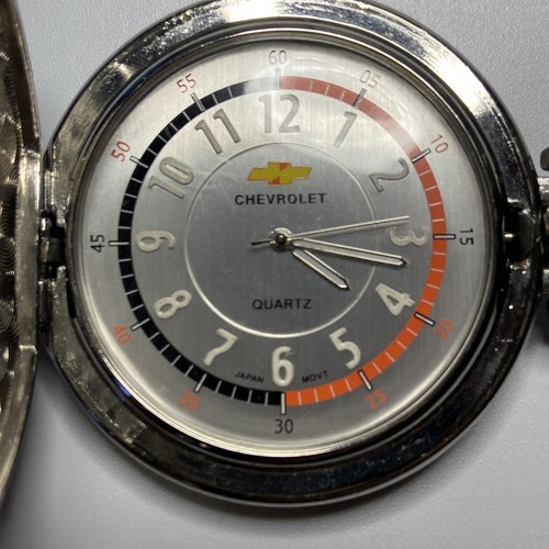 Vintage Chevrolet Pocket Watch Quartz Japan Movement Good Battery Works ...