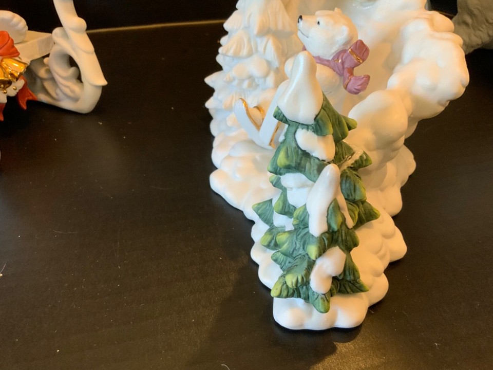 Grandeur Noel Polar Bear Christmas Decor Porcelain 3 Pc Collectors ...