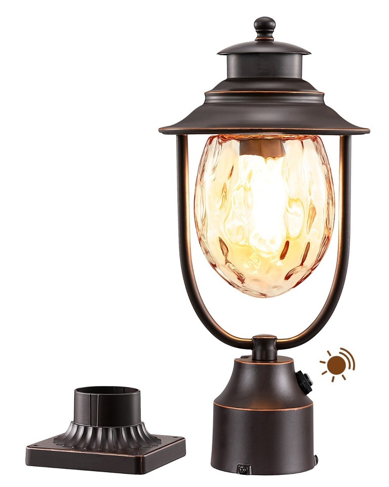 EDISHINE Dusk to Dawn Outdoor Post Light, Pole Light Fixture Water ...