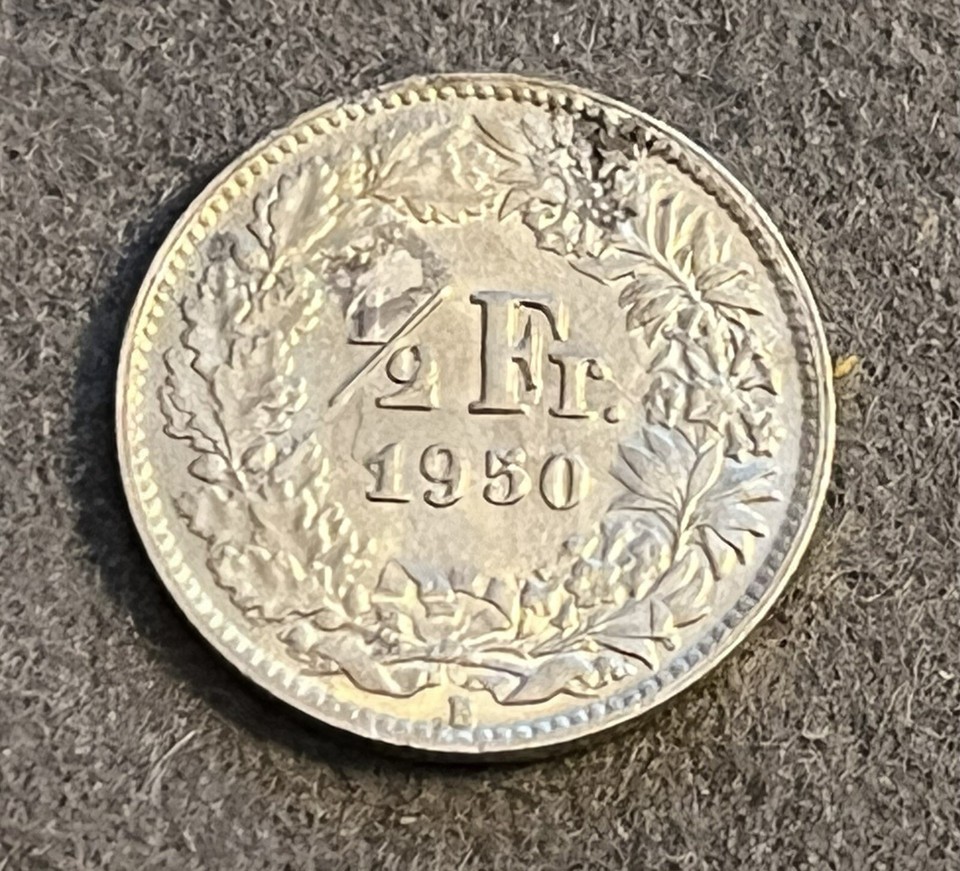 1950 B 1/2 Fr Half Franc Helvetia Silver Coin Swiss Switzerland | eBay