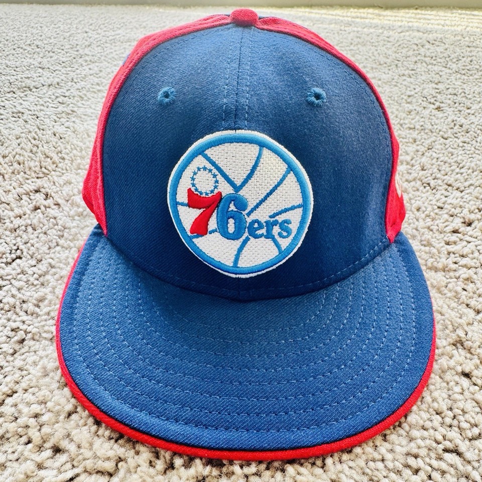 Philadelphia 76ers Cap Mens Size 6 7/8 Fitted Hat Blue Red New Era ...