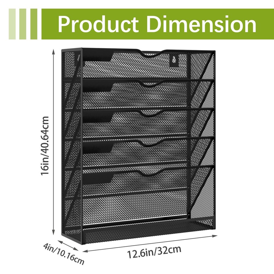 EasyPAG 5-Tier Wall File Holder, Mesh Hanging Folder Organizer with ...