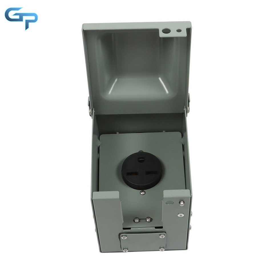 30 Amp 250 Volt NEMA 6-30R Outlet Box, Enclosed Weatherproof Outdoor ...
