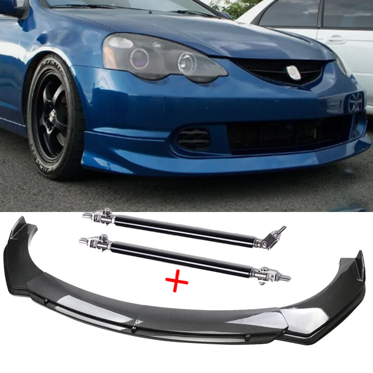 For 02-04 Acura RSX Front Bumper Lip Splitter Spoiler Carbon Fiber Look ...