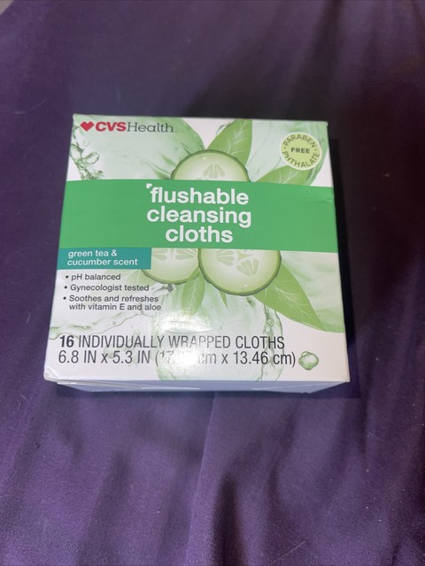 CVS Flushable Cleansing Cloths Green Tea & Cucumber Scent 16ct Each for ...