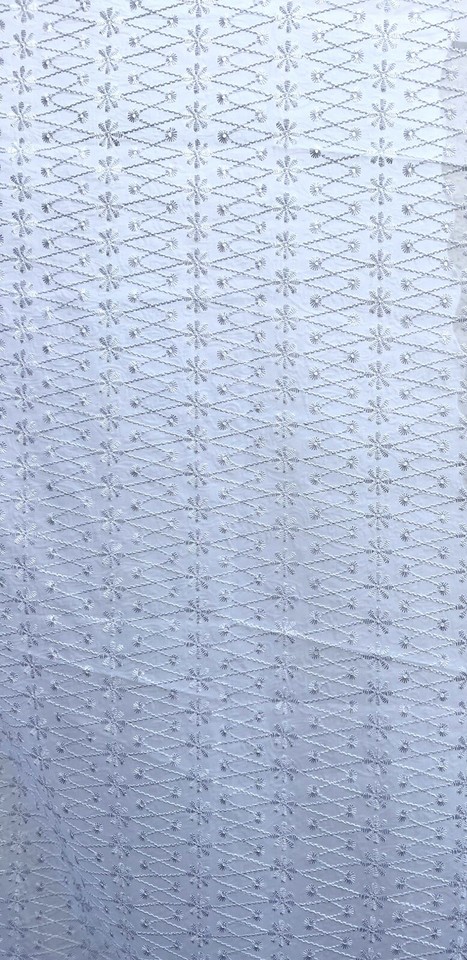 Scalloped Galloon Edged White Non-Stretch Semi Sheer Lace Fabric 42.5 ...