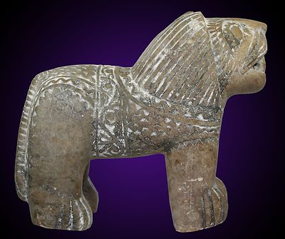 8.40 INS ANTIQUE LIGHT BROWN LION STATUE GANDHARA GANDHARAN AFGHANISTAN ...