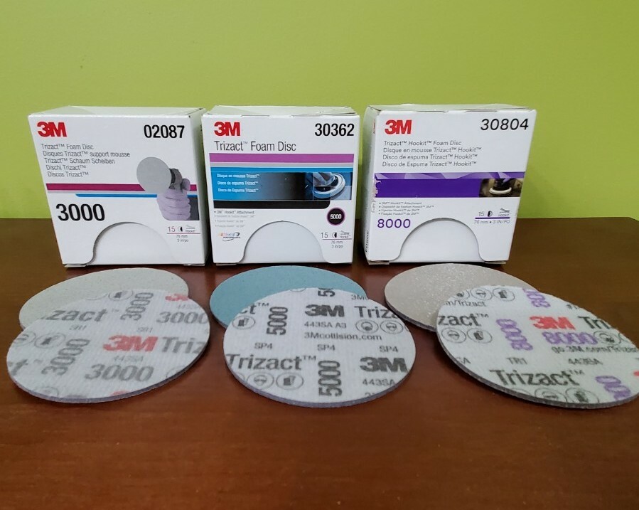 3M Trizact Hookit Foam Discs. 3000, 5000, 8000 Grit. 3 Inch. 1 Disc Of ...