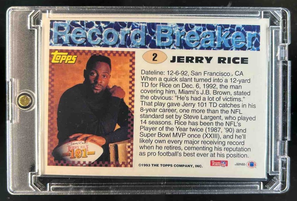 1993 Topps Jerry Rice Record Breaker #2 49ers | eBay