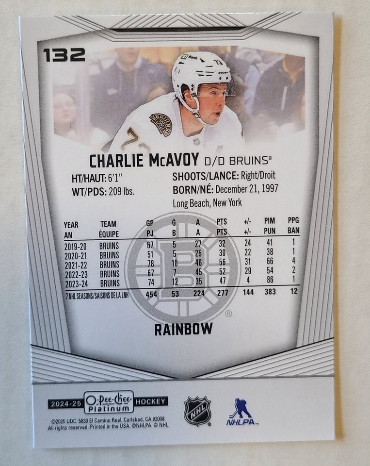 2024-25 O-Pee-Chee Platinum #132 Charlie McAvoy Rainbow | eBay