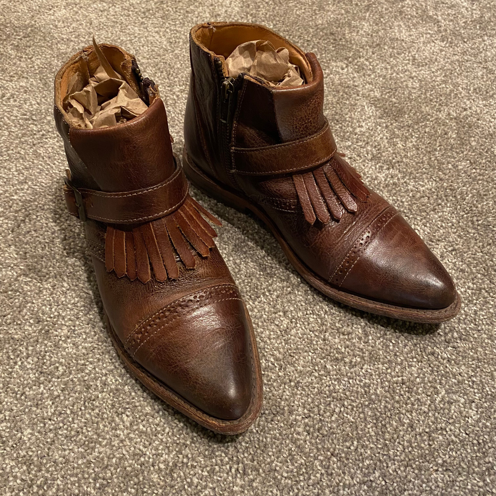 BED STU DIpper Boot Brogue Cobbler Fringe Buckle Rust… - Gem