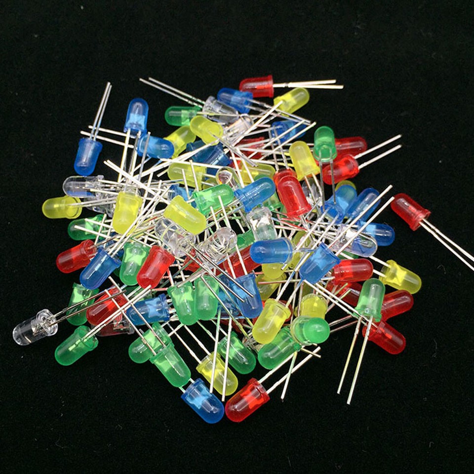 10 100 1000pcs 5mm diode 2pin Round white/red/blue/green/yellow LED ...