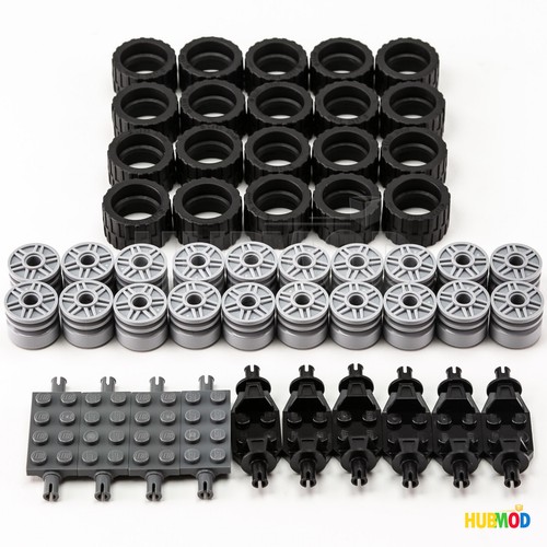 LEGO 24X14mm Tire Rim Wheel and Technic Axles Set Lot Truck Car -50 ...