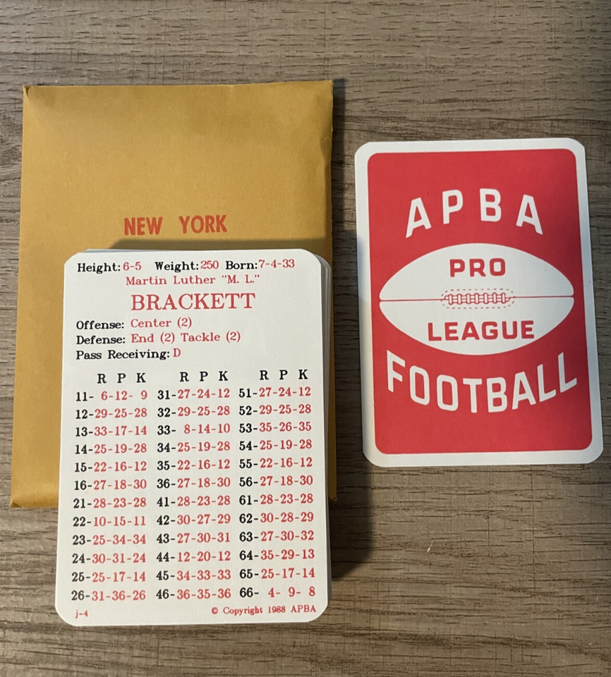 1958 APBA Football Complete Set 1988 Copyright Excellent Condition With ...