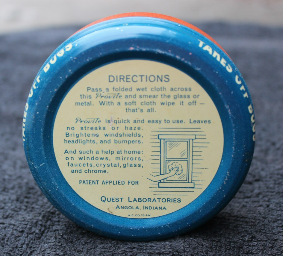 VINTAGE PROVITE CAR AUTO CLEANER POLISH EMPTY CAN ~ QUEST LABS, ANGOLA ...