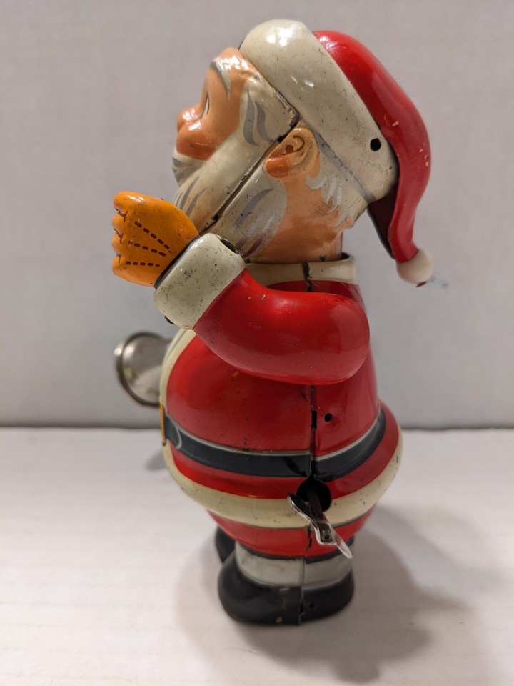 1950 Vintage Santa Claus Tin Wind-Up Toy Bell Ringer made in Japan | eBay