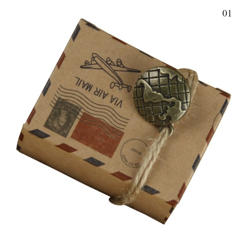 50pcs Kraft Paper Candy Box Mini Earth Compass Pendant Decor Retro ...