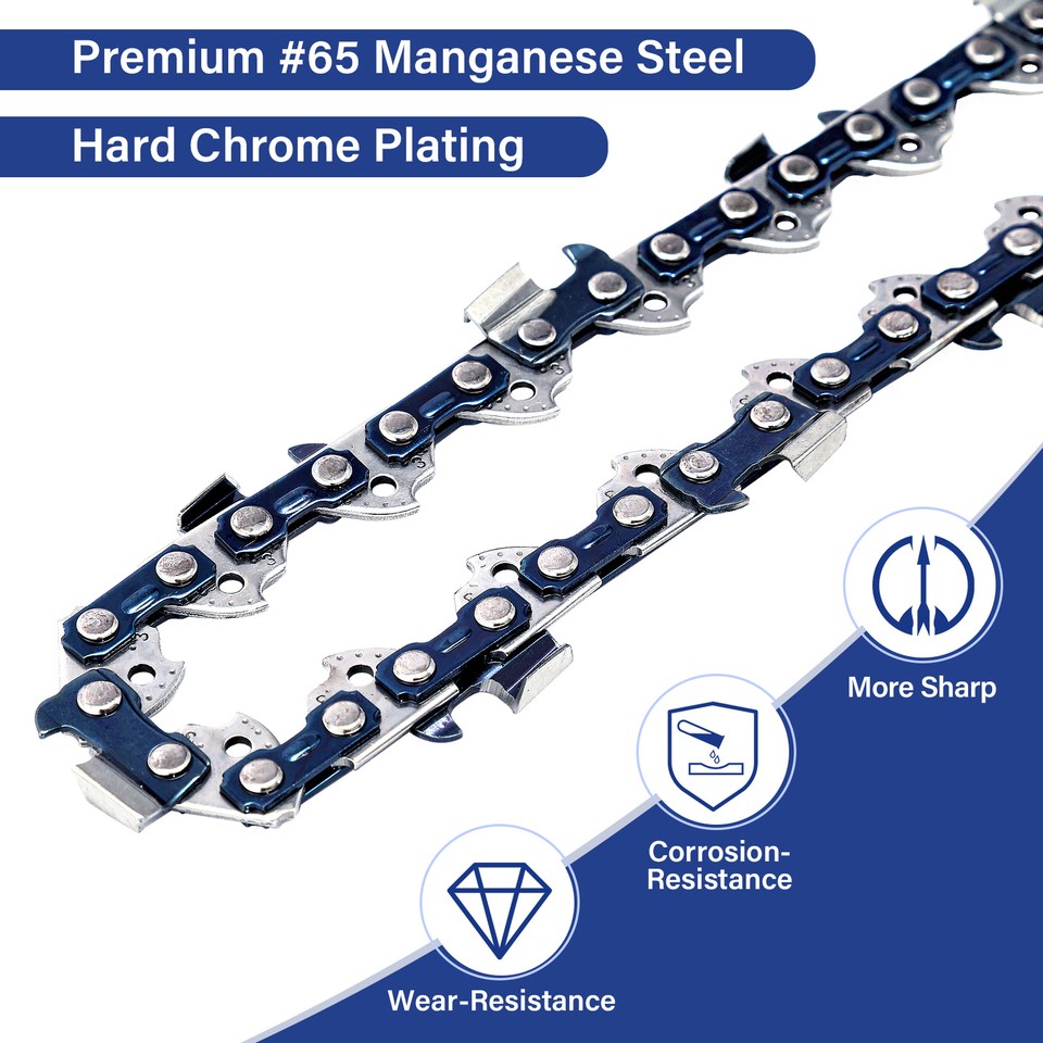 5PACKS 20" inch Chainsaw Chain Blade 3/8"LP .050 Gauge 72DL Full Chisel ...