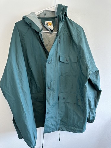Bass Pro Shop Nylon Jacket Mens Large Green Hooded Rain Coat | eBay