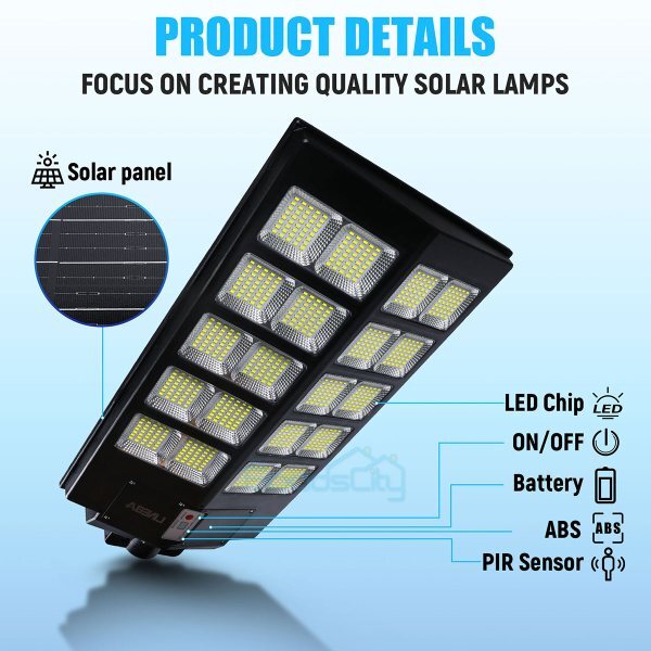 9800W Commercial Solar Street Lights Outdoor Dusk to Dawn parking lot ...