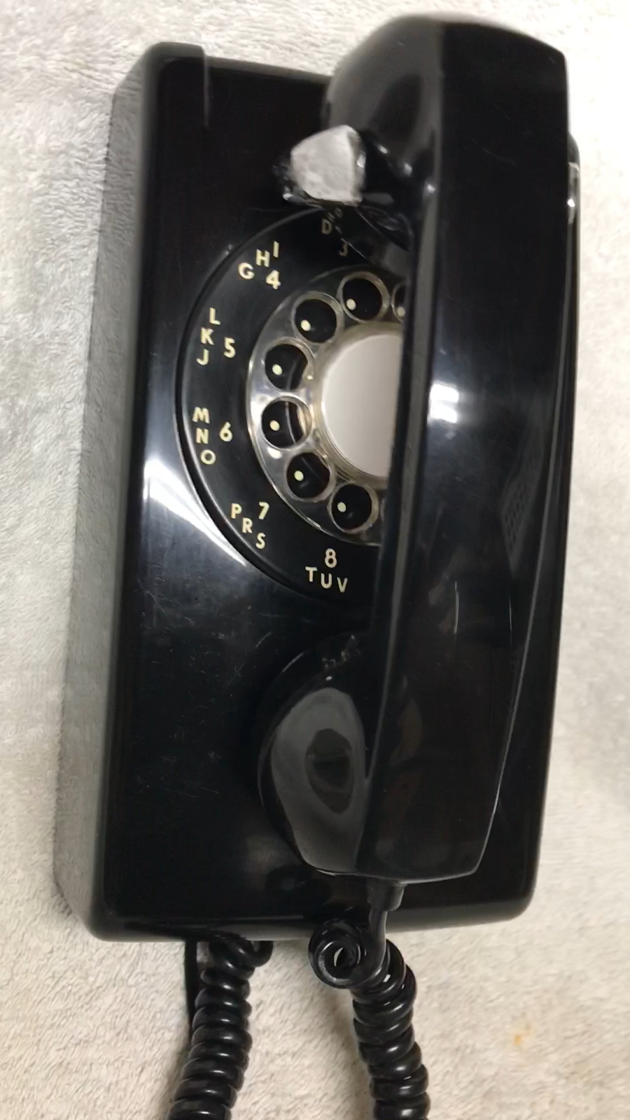 Vintage 1970s ITT Model 554 (2-73) Series BLACK Rotary Dial Wall Mount ...