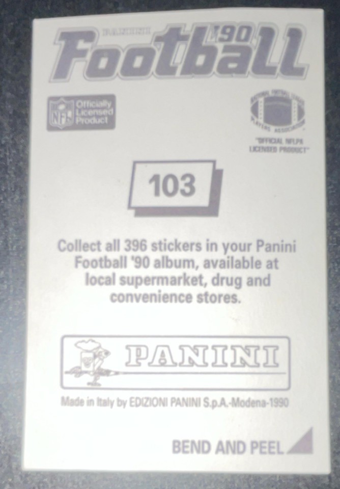 Panini Terry McDaniel #103 Raiders 1990 NFL Football Sticker Trading ...